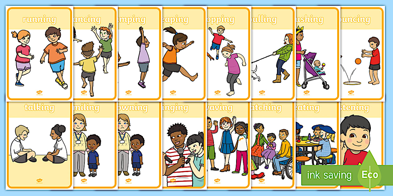 Editable Verb Action Display Posters (teacher made) - Twinkl