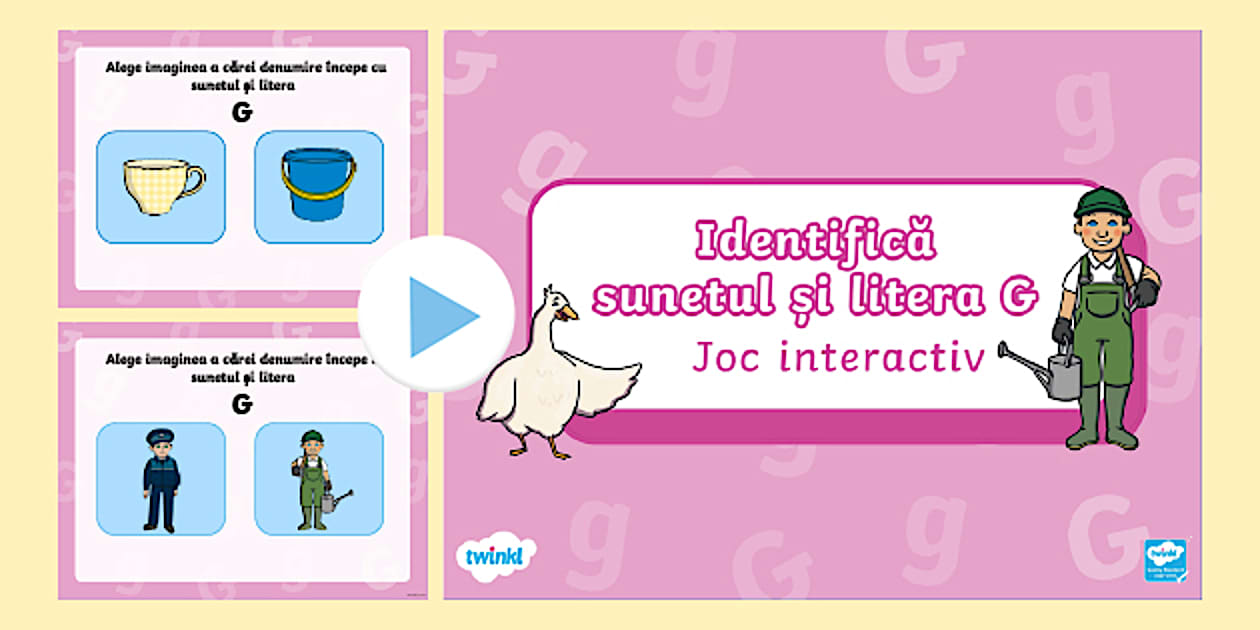 Identifică sunetul și litera G – Joc interactiv - Twinkl