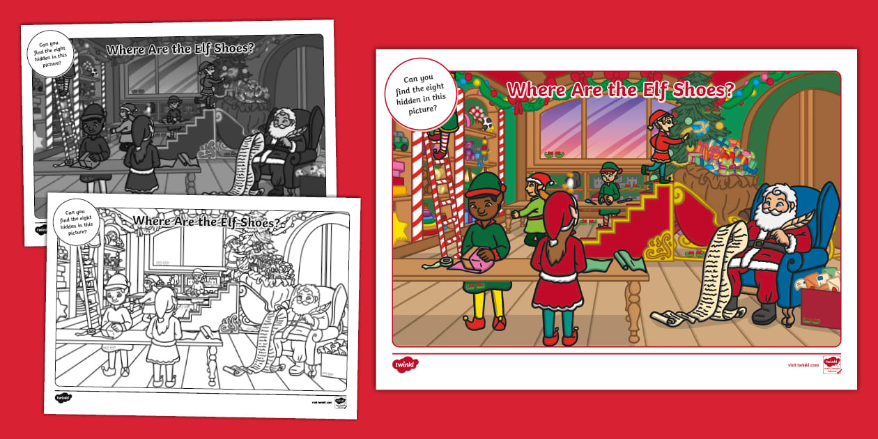 Where Are the Elf Shoes? I Spy Activity (teacher made)