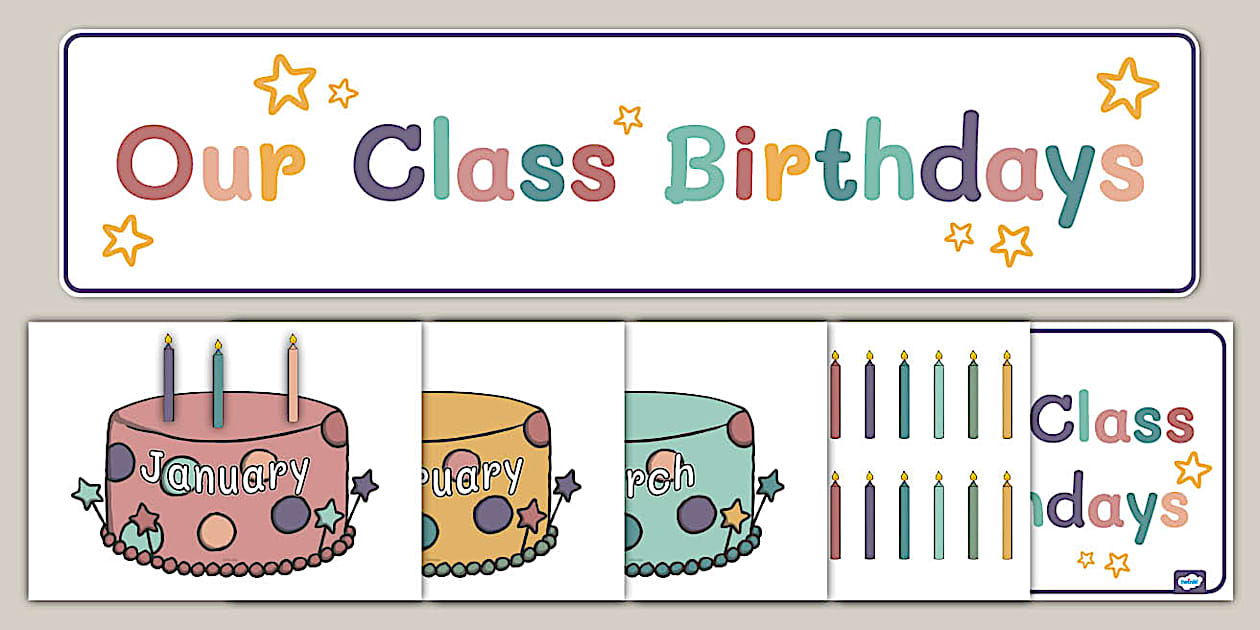 Muted Birthday Display Pack (teacher made) - Twinkl