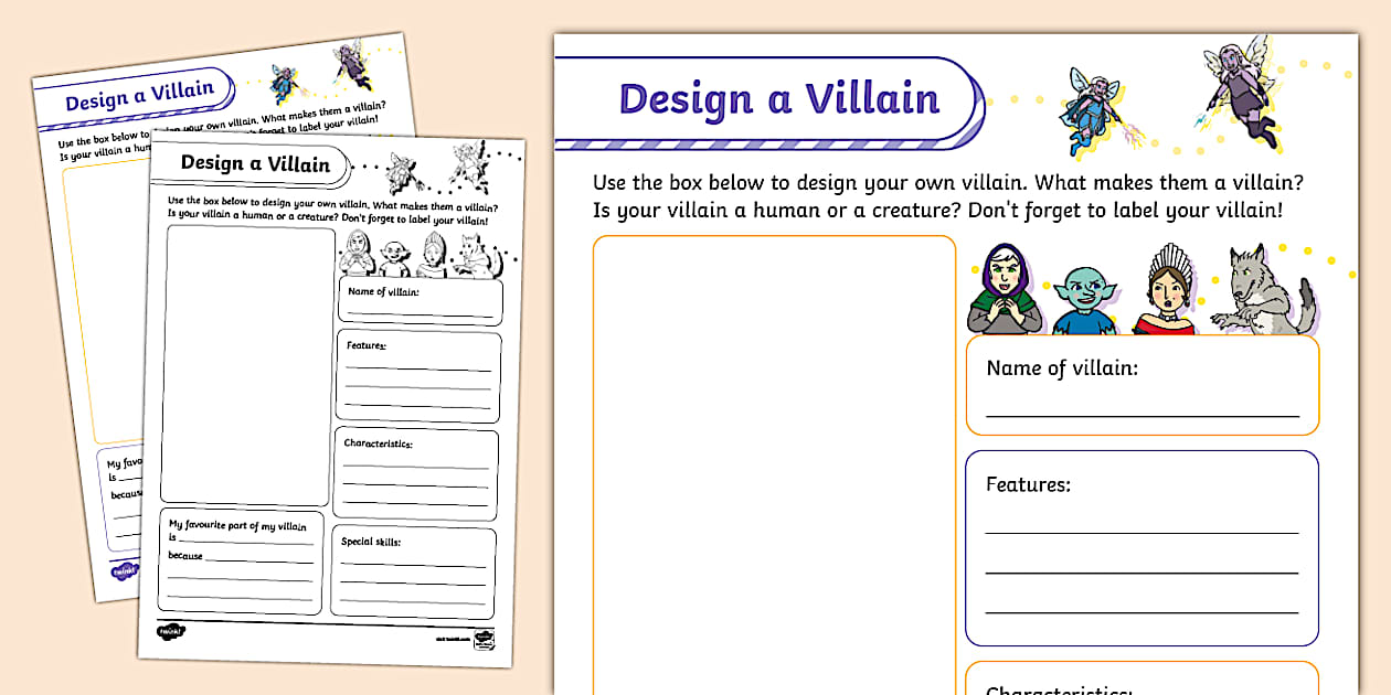 Design a Villain Worksheet (teacher made) - Twinkl