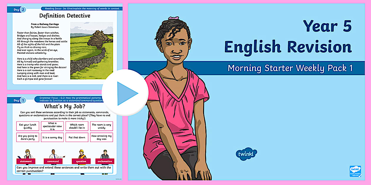 Year 5 English Revision Morning Starter Weekly PowerPoint Pack 1