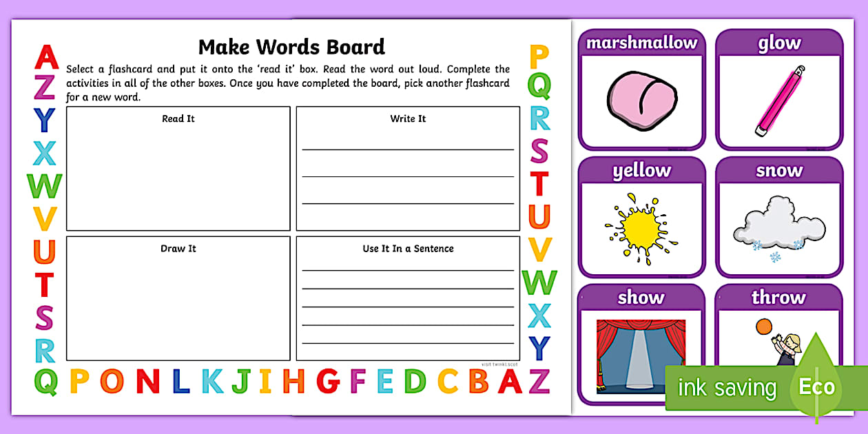 'ow' Make Words Board Game (teacher made) - Twinkl