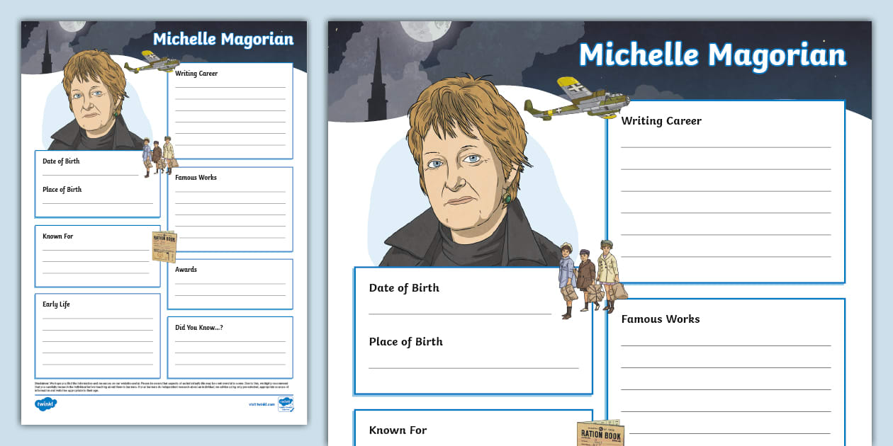 Michelle Magorian Fact File Template (teacher made) - Twinkl