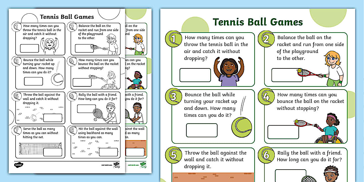 Tennis Ball Games Activity Sheet (teacher made) - Twinkl