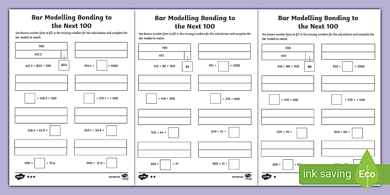 👉 KS2 Bar Modelling Bonding to the Next 100 Activity Sheet