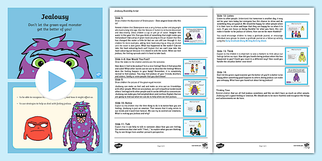 Jealousy Whole School Assembly Pack (teacher made) - Twinkl