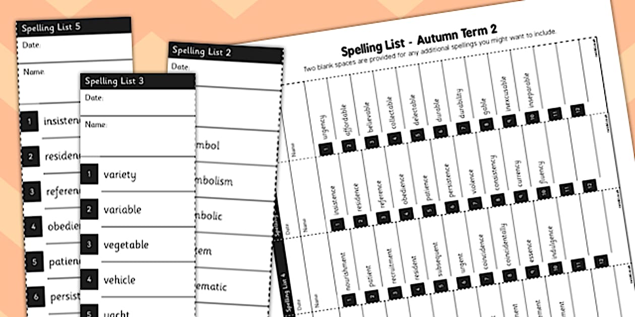 Editable Home Educators Spelling Lists Year 6 Autumn 2
