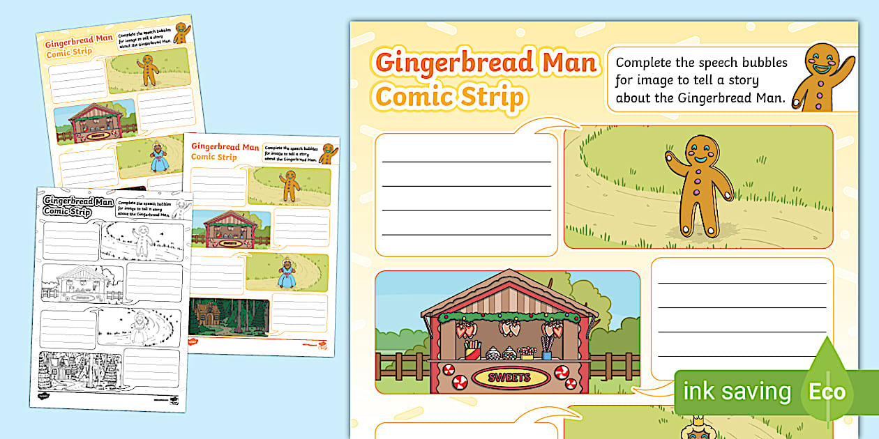 Gingerbread Man Comic Template (Teacher-Made) - Twinkl