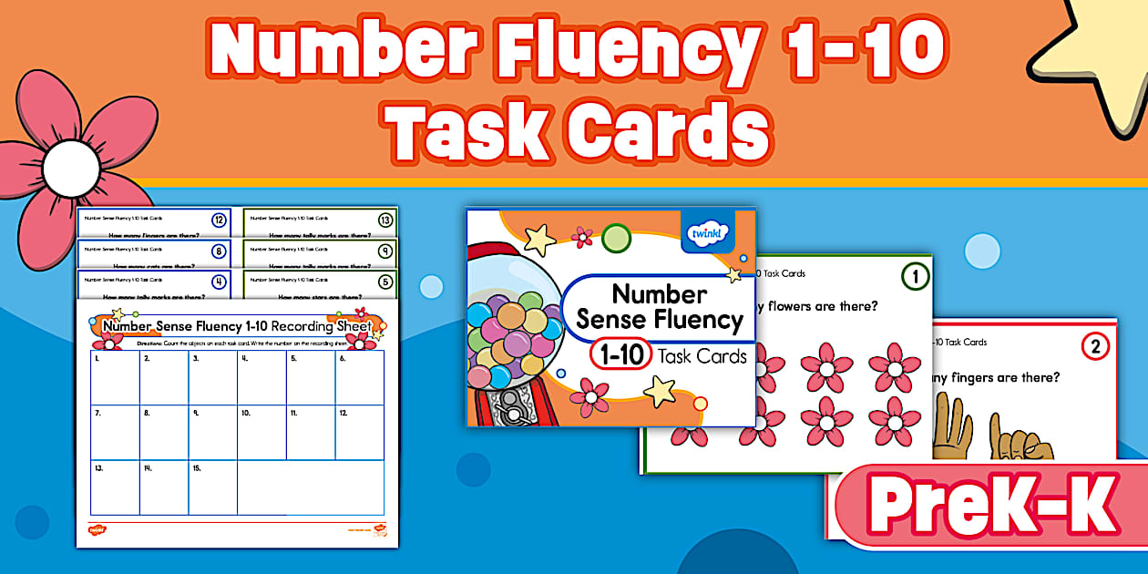 Number Sense Fluency 1-10 Task Cards for PreK-K