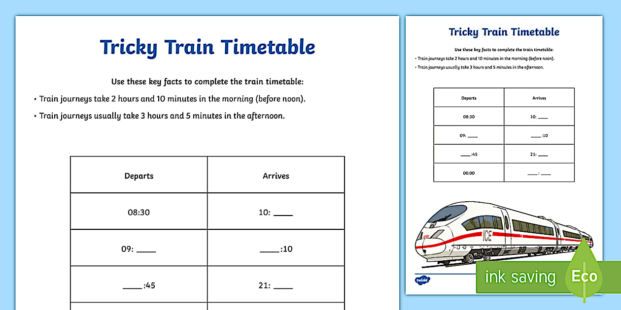 Black and White Tricky Timetable Time Worksheet - Twinkl