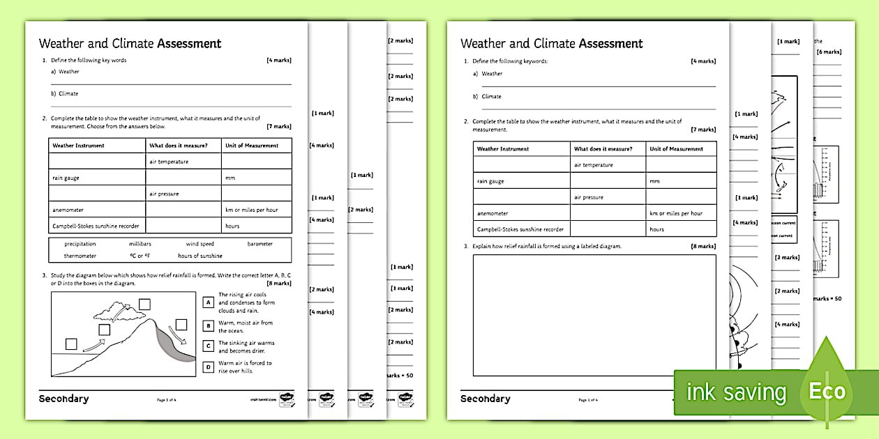 Weather and Climate End of Topic Assessment (teacher made)