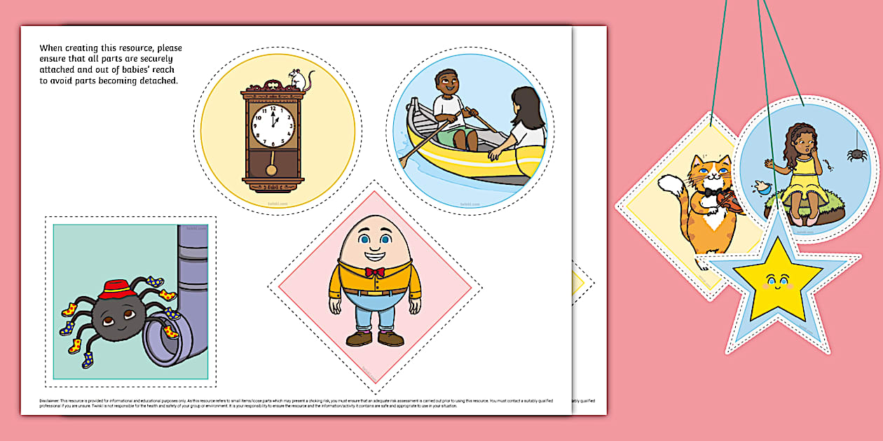 Nursery Rhyme Baby Mobile Picture Cut-Outs | Twinkl - Twinkl