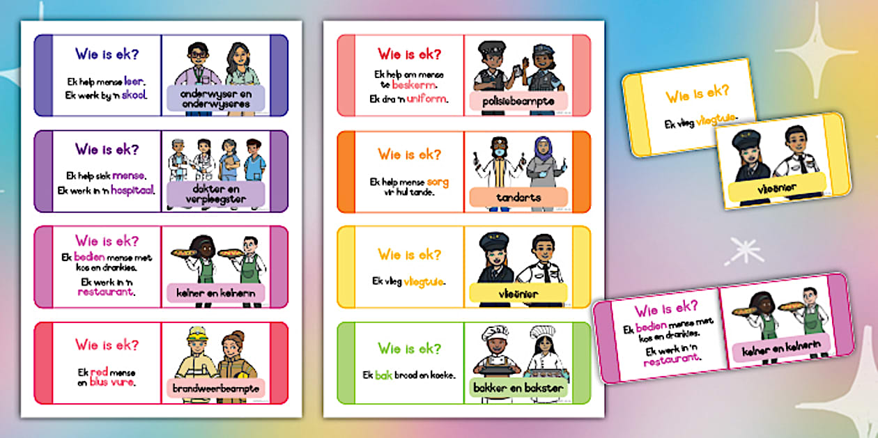 Wie is ek? Interaktiewe Speletjie oor Beroepe (teacher made)