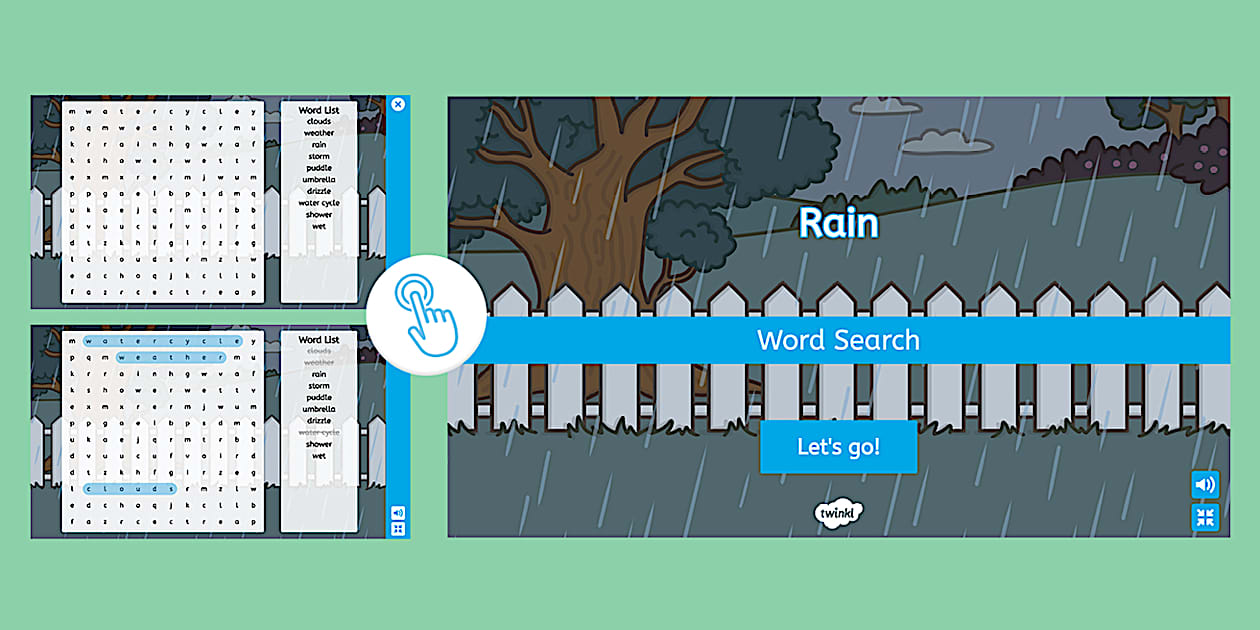 Rain Interactive Word Search (teacher made) - Twinkl