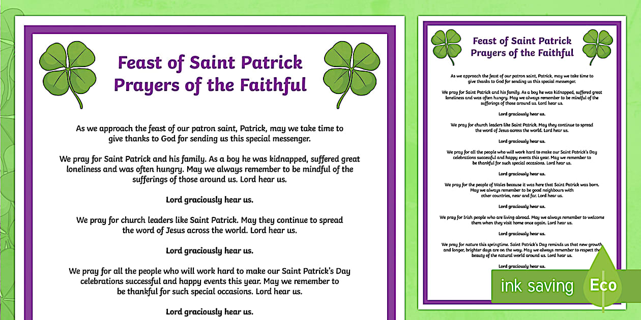 Black and White St Patrick's Day Prayer of the Faithful