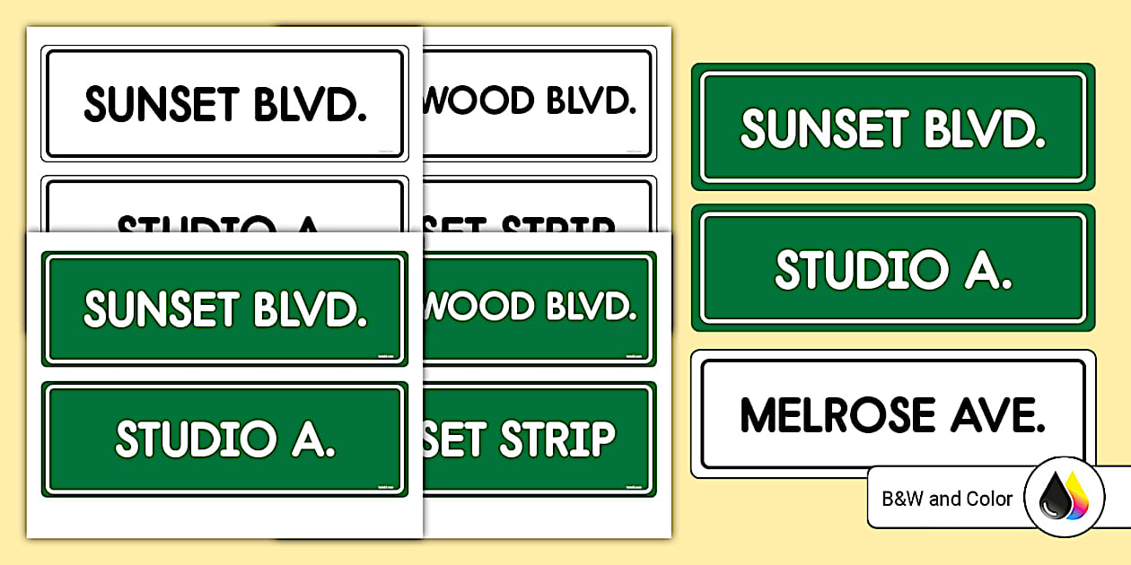 Hollywood Dramatic Play Street Signs