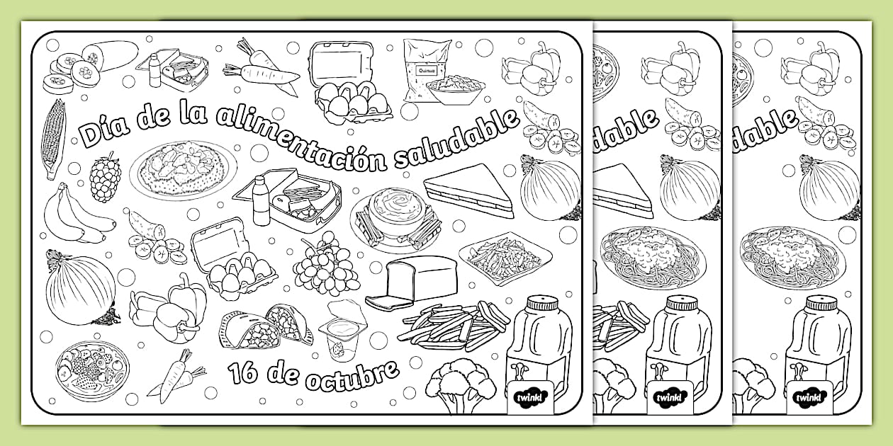Hoja de colorear: Día de la alimentación saludable | Twinkl