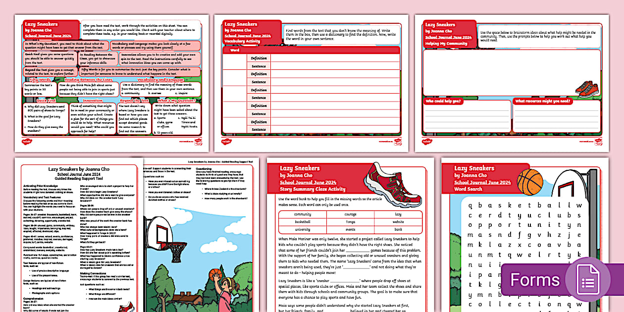 Level 2 June 2024 School Journal: Lazy Sneakers (Interview Comprehension)