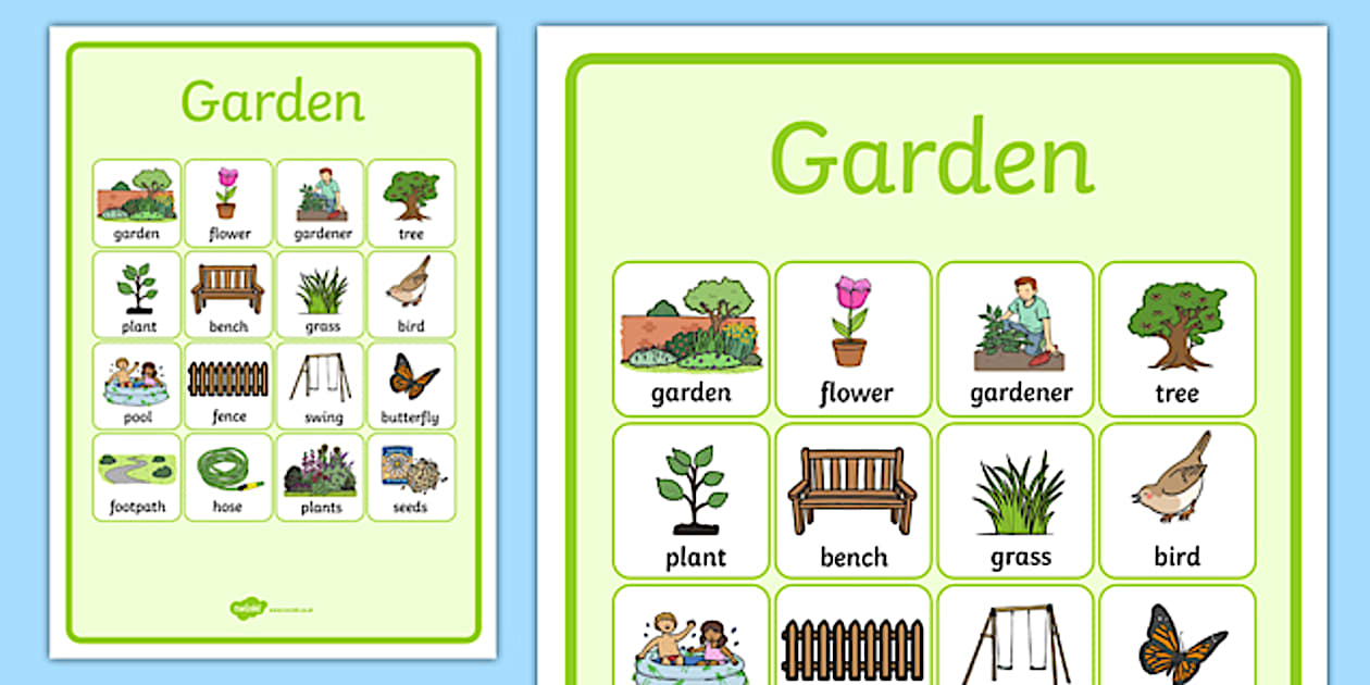 Garden Vocabulary Poster - ESL Garden Vocabulary - Twinkl