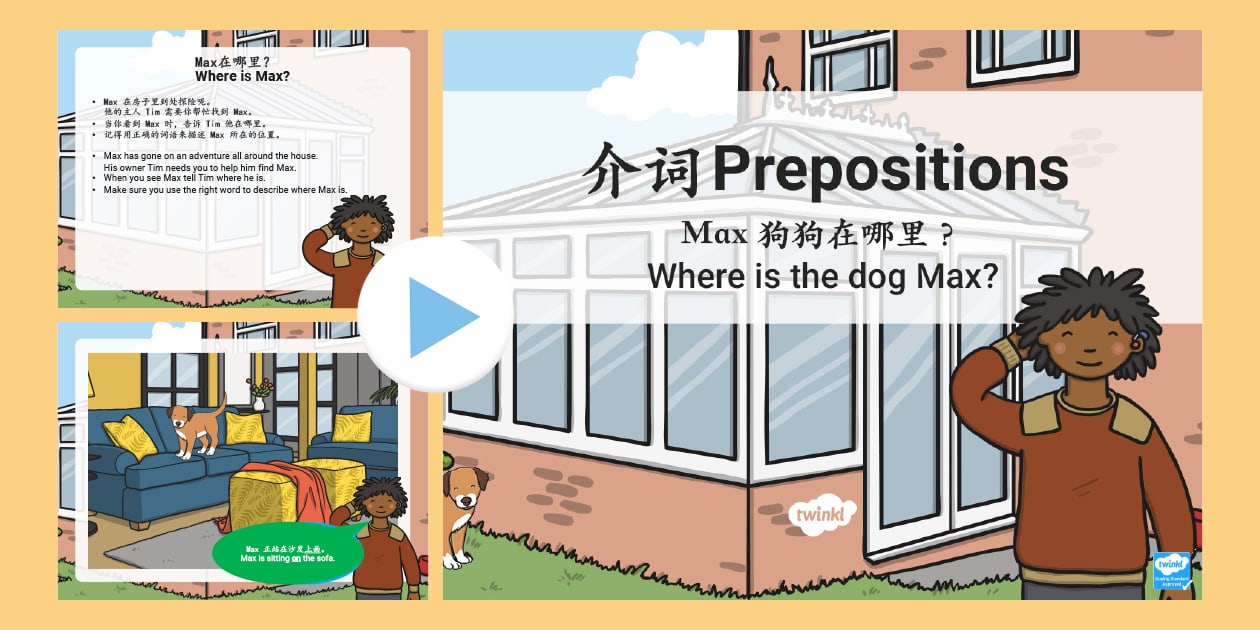 Bilingual Preposition PowerPoint Resource - Twinkl