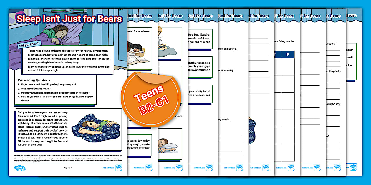 ESL Sleep Isn't Just for Bears Reading Comprehension B2-C1