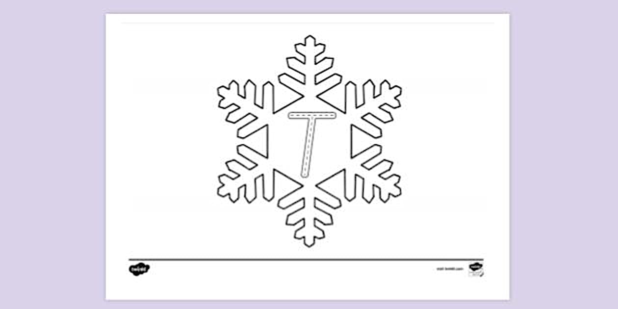 Snowflake Letters T Colouring Sheet | Colouring Pages