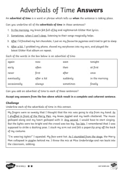 KS2 Time Adverbials Differentiated Worksheet (teacher made)