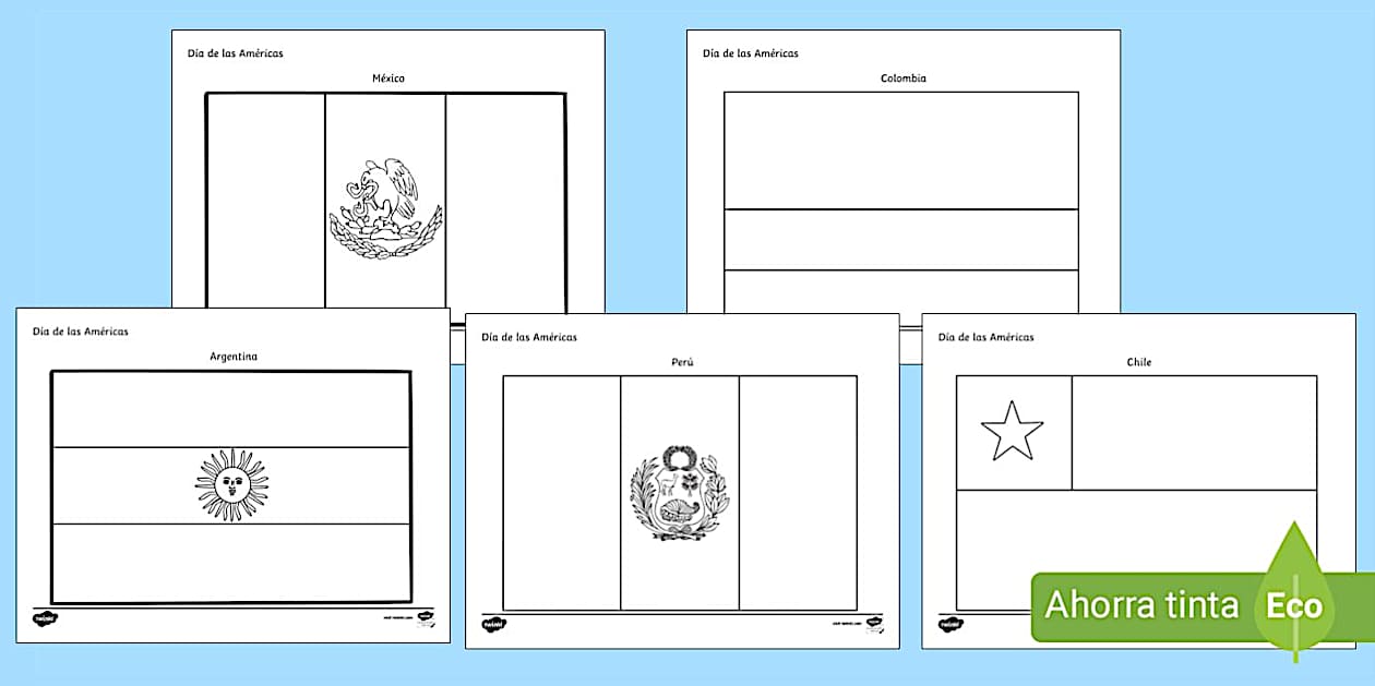 Banderas del Día de las Américas para colorear - Twinkl