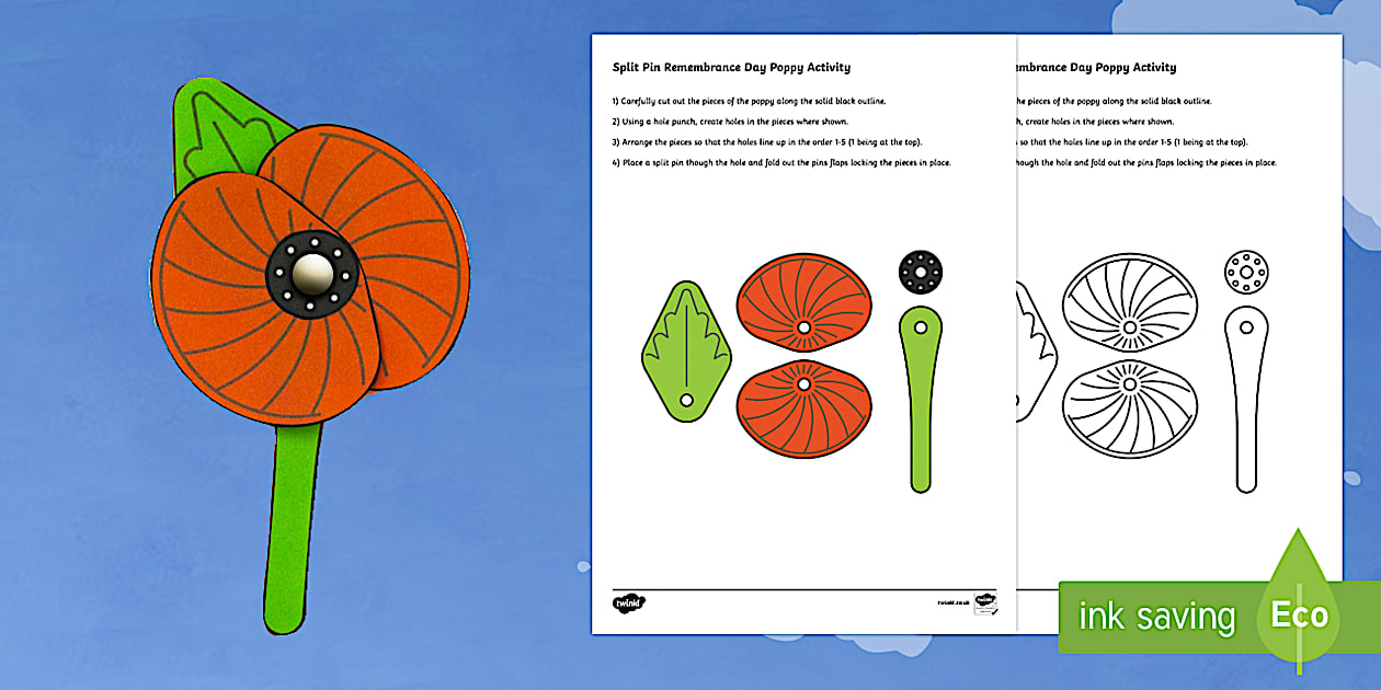 Remembrance Day Craft for Kids - Split Pin Poppy Paper Craft