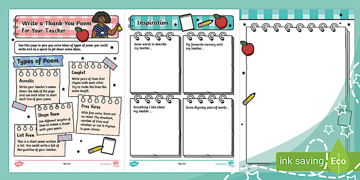 How To Write A Thank-You Poem For Teachers | Twinkl Parents