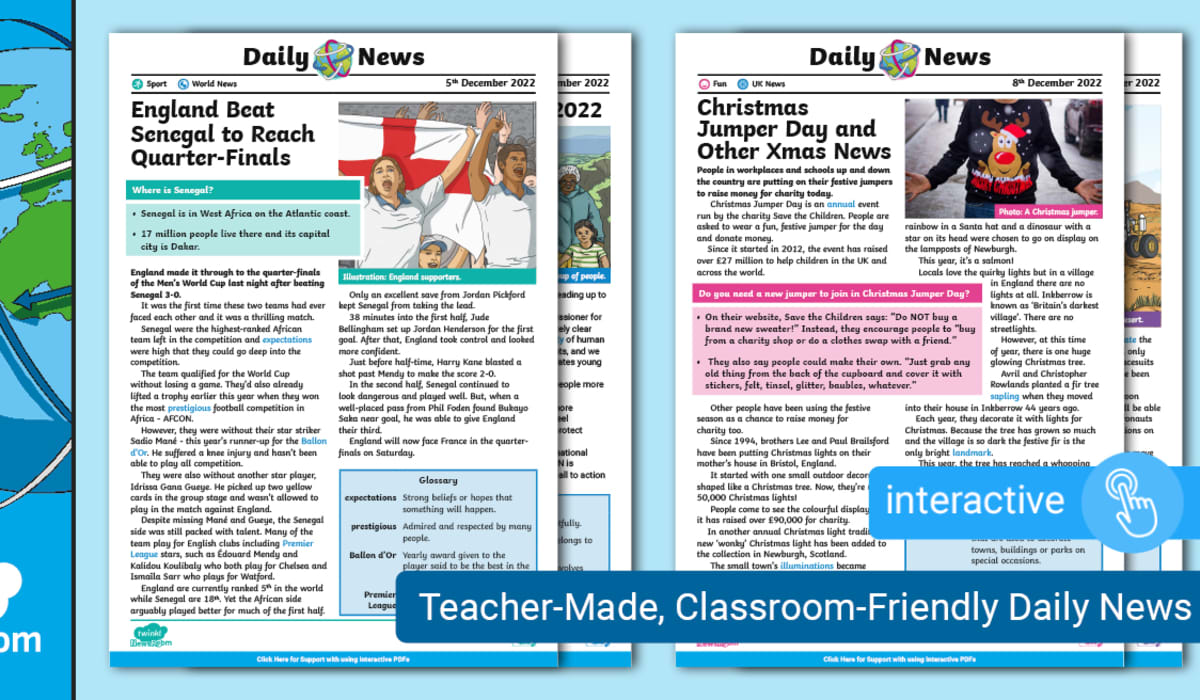 Weekly Comprehension Pack - 9th December 2022 - Twinkl NewsRoom
