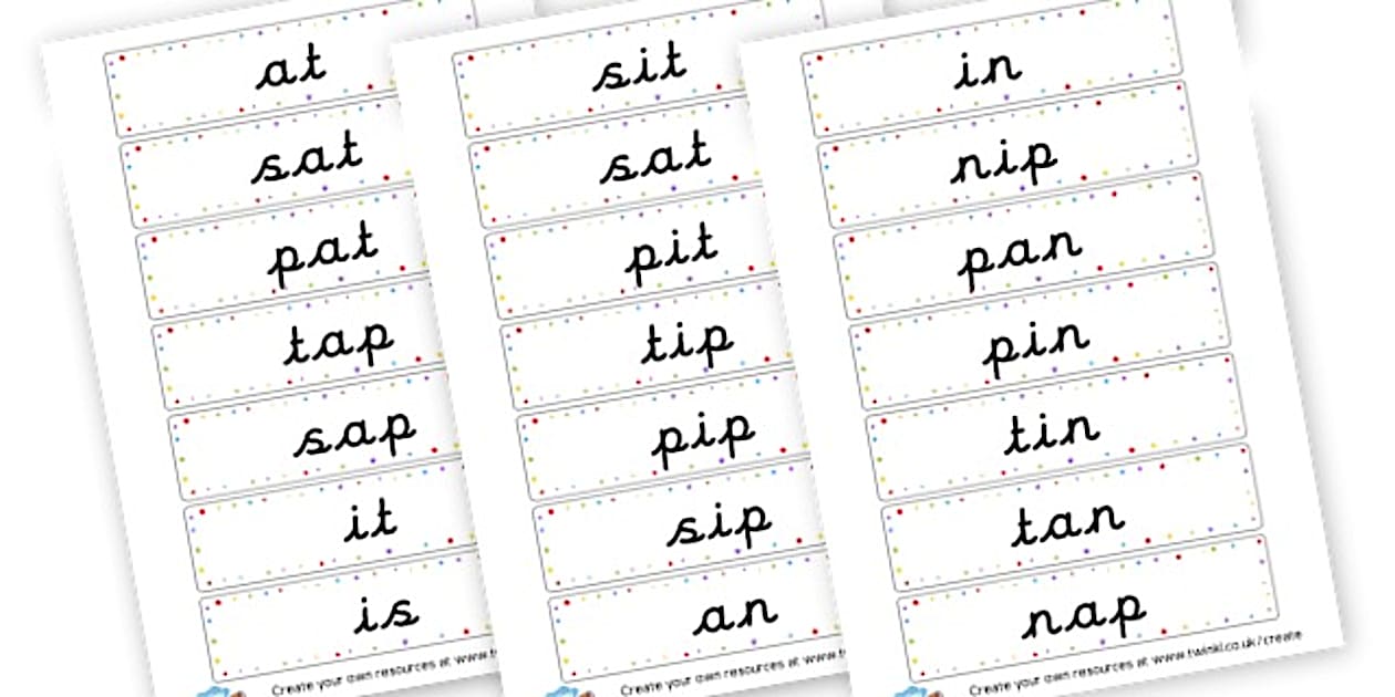 Phase 2 words large print (teacher made) - Twinkl