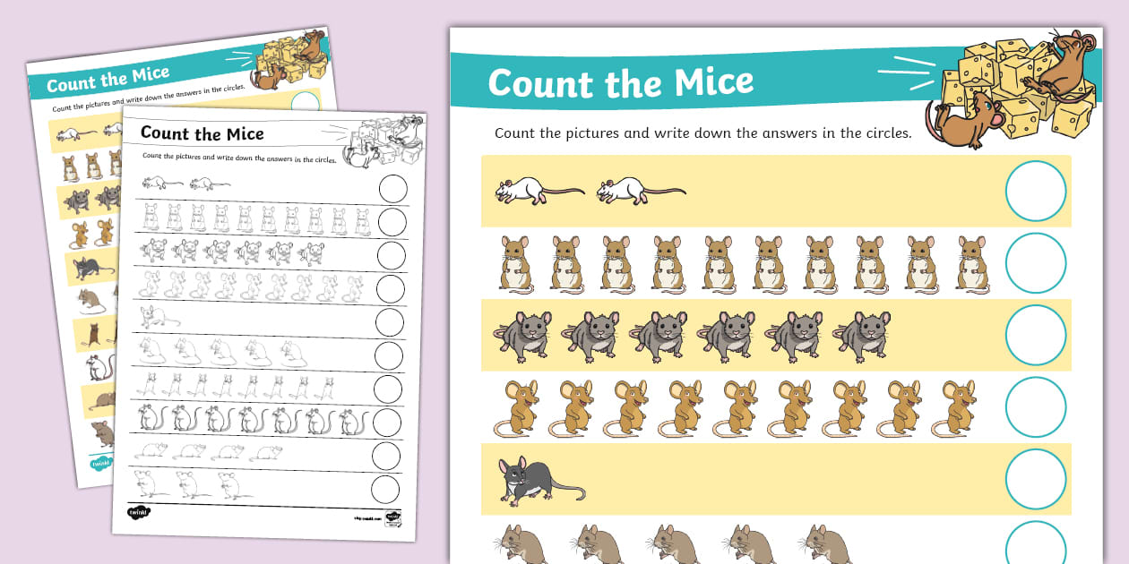 👉 Mouse-Themed Counting Sheet (teacher made) - Twinkl