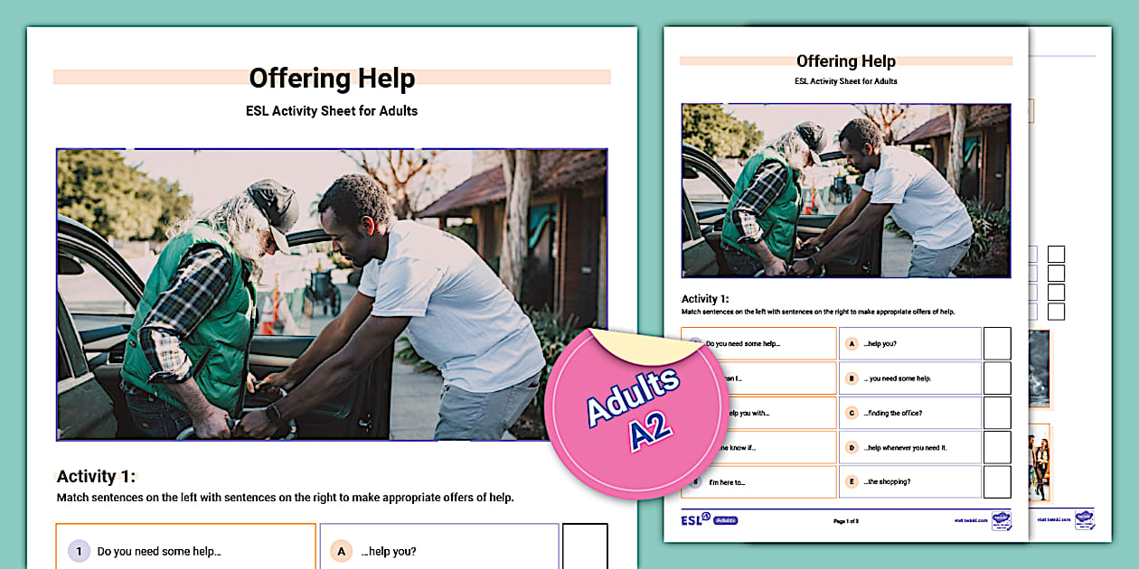ESL Offering Help Activity Sheet [Adults, A2] (teacher made)