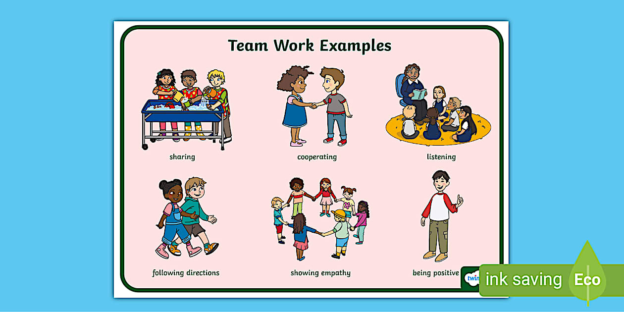 Team Work Examples Display Poster (Teacher-Made) - Twinkl