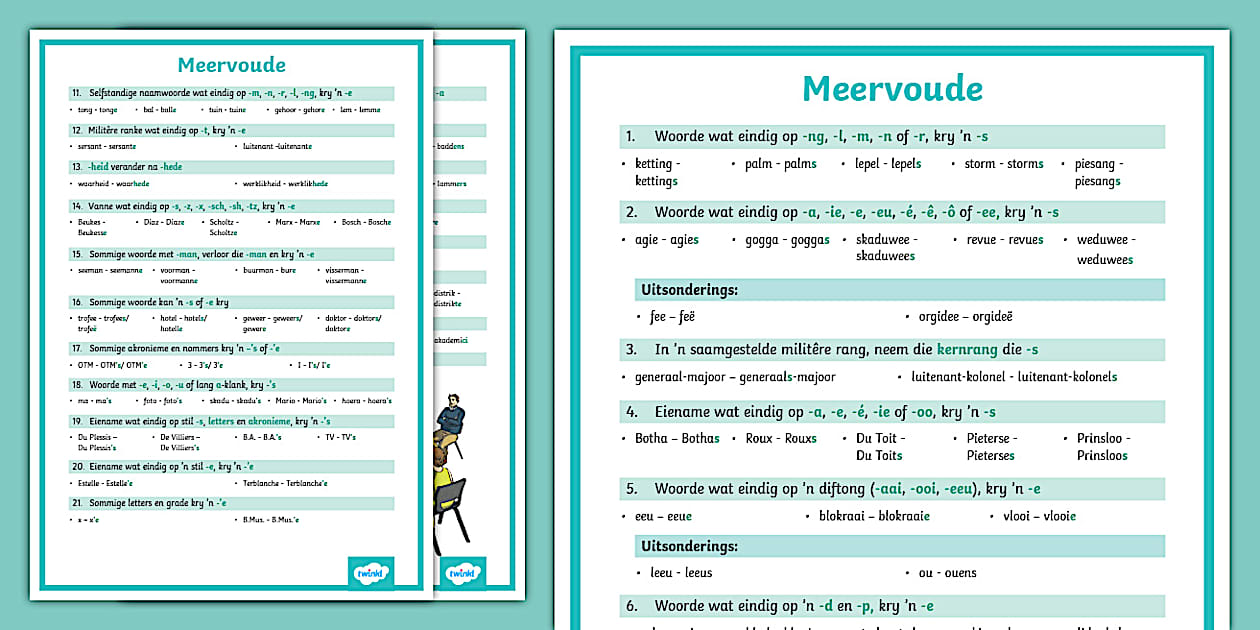 Meervoude Plakkaat | Meervoude in Afrikaans Examples Poster