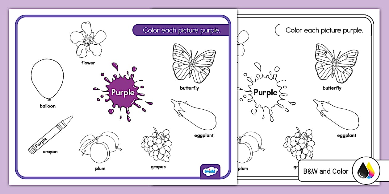 Things That Are Purple Coloring Sheet (teacher made)