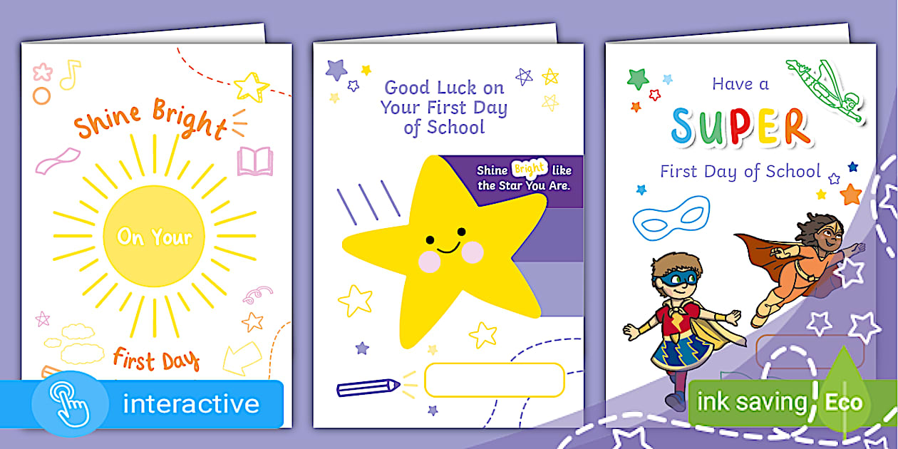Good Luck First Day of School Cards (teacher made) - Twinkl