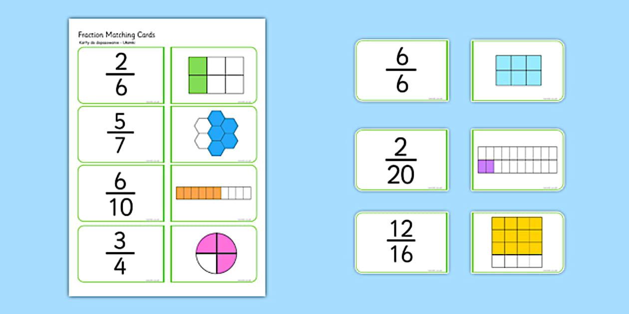 Fractions Matching Cards Polish Translation (teacher made)