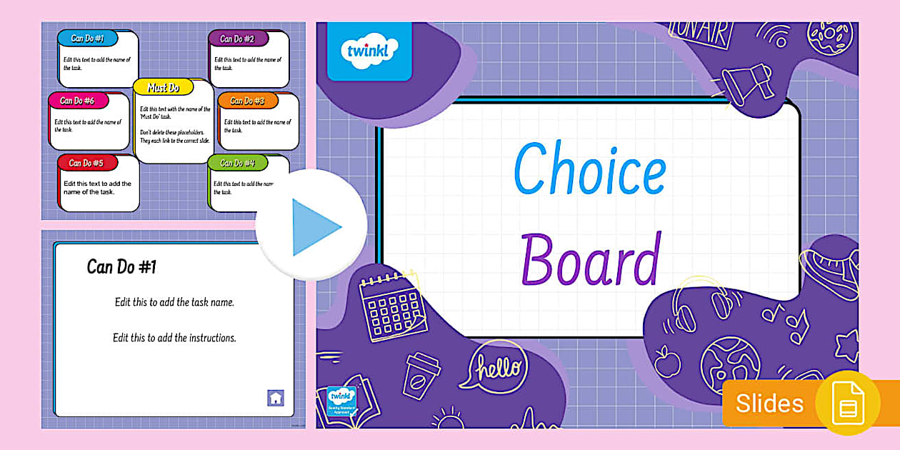 Editable Digital Choice Board Template: Google Slides