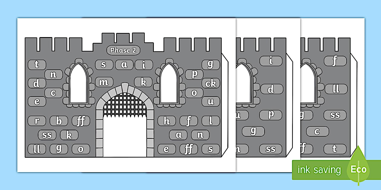 Editable Phase 2 Phonics Grapheme 3D Castle Visual Aid