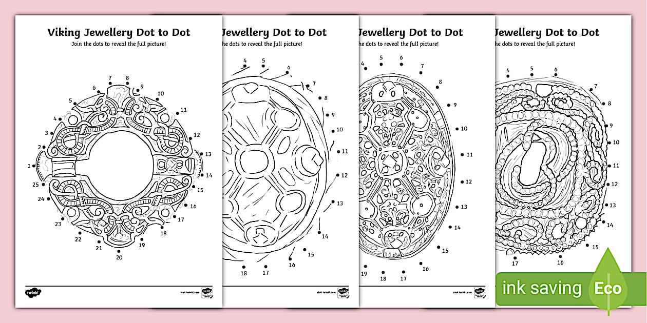 Viking Jewellery Dot to Dot Worksheets | Activities | Twinkl