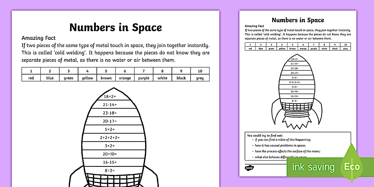 Editable Rocket Calculation Colour by Number - Twinkl