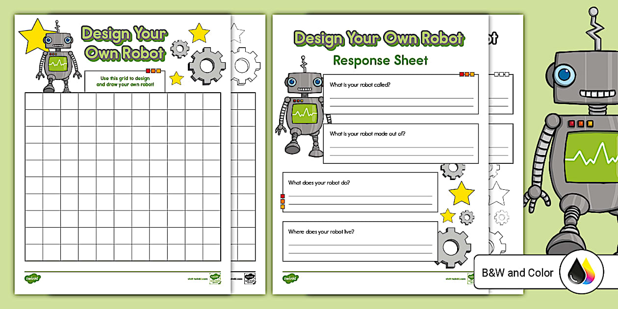 Design Your Own Robot Worksheet (teacher made) - Twinkl