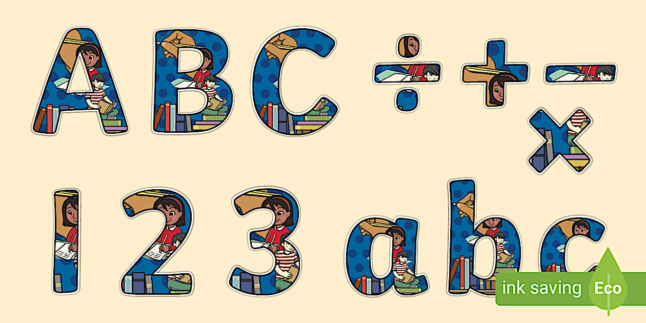 English Working Wall Blue Display Lettering - (teacher made)