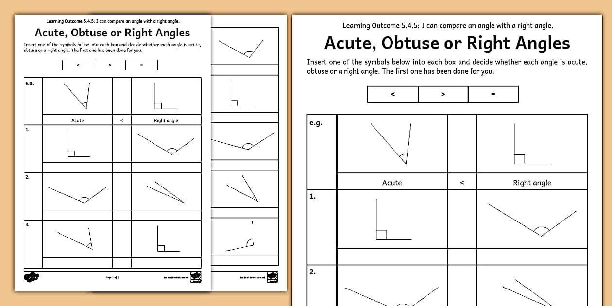 Comparing Angles With Right Angles (teacher made) - Twinkl