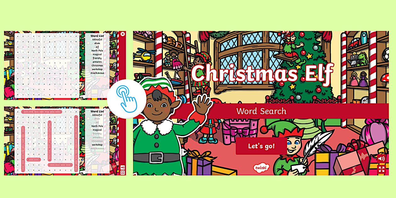 Christmas Elf Interactive Word Search (teacher made)