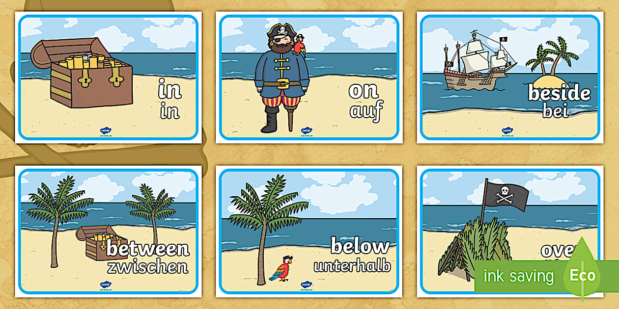 Pirate Positional Language Display Posters English/German