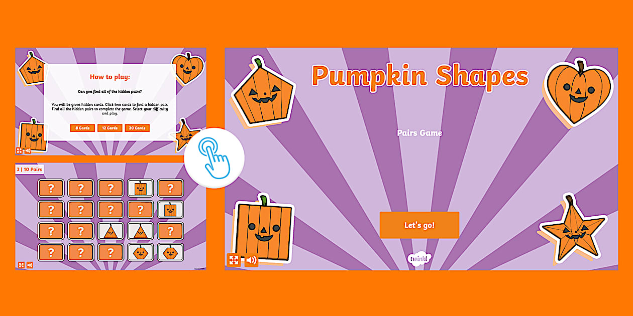 👉 Pumpkin Shape Interactive Pairs Game (Teacher-Made)